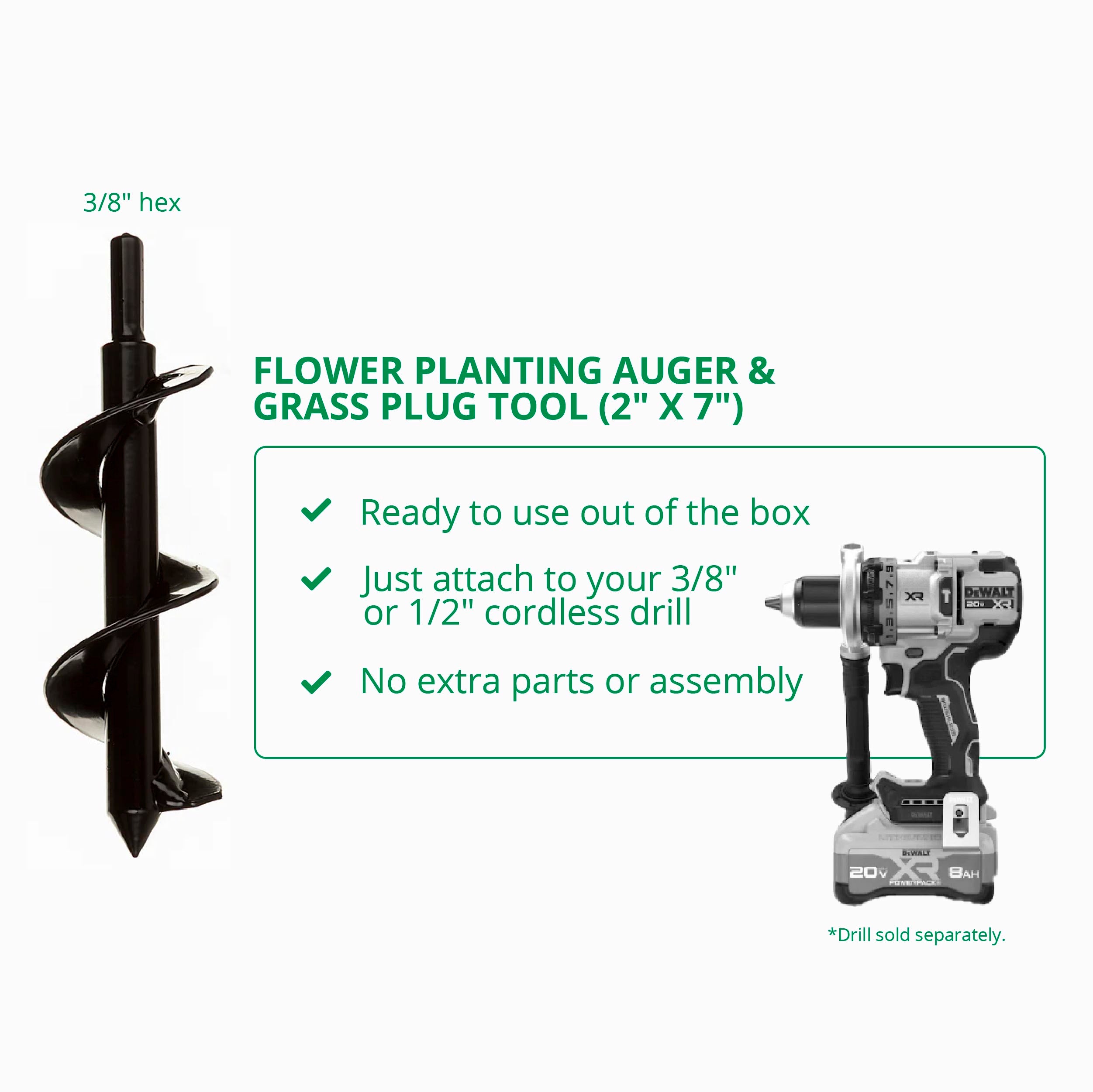 2-Inch Auger Bit for Planting Flowers | Power Planter