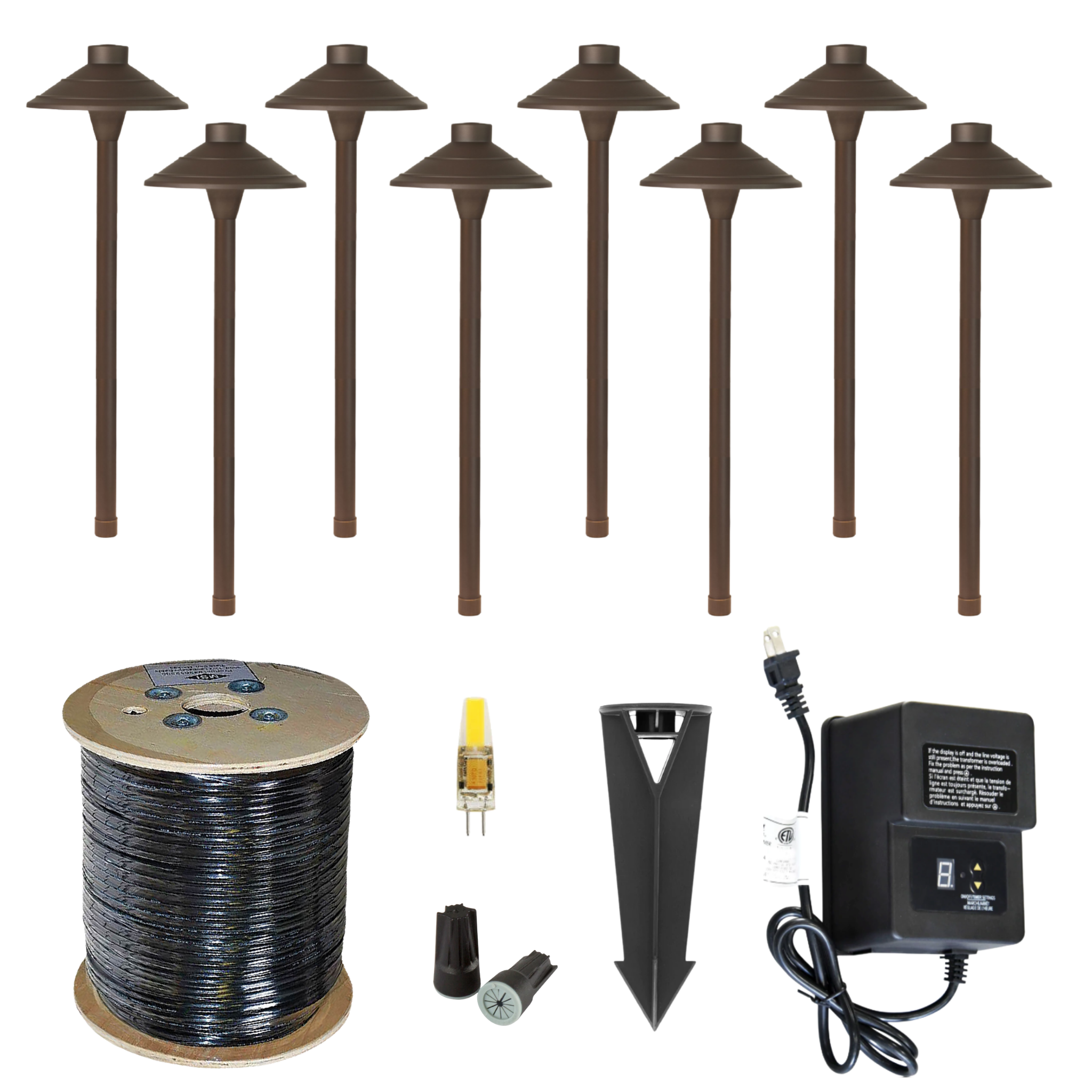 LED Landscape Path Light Kit - 8 Path Light Set w/ Low Voltage Transfo
